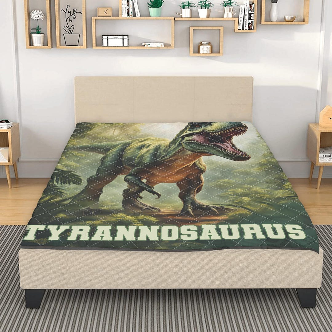 T-rex Dinosaur Bed Quilt Warm Ultra Soft Bedding tyrannosaurus Warn Bed ...