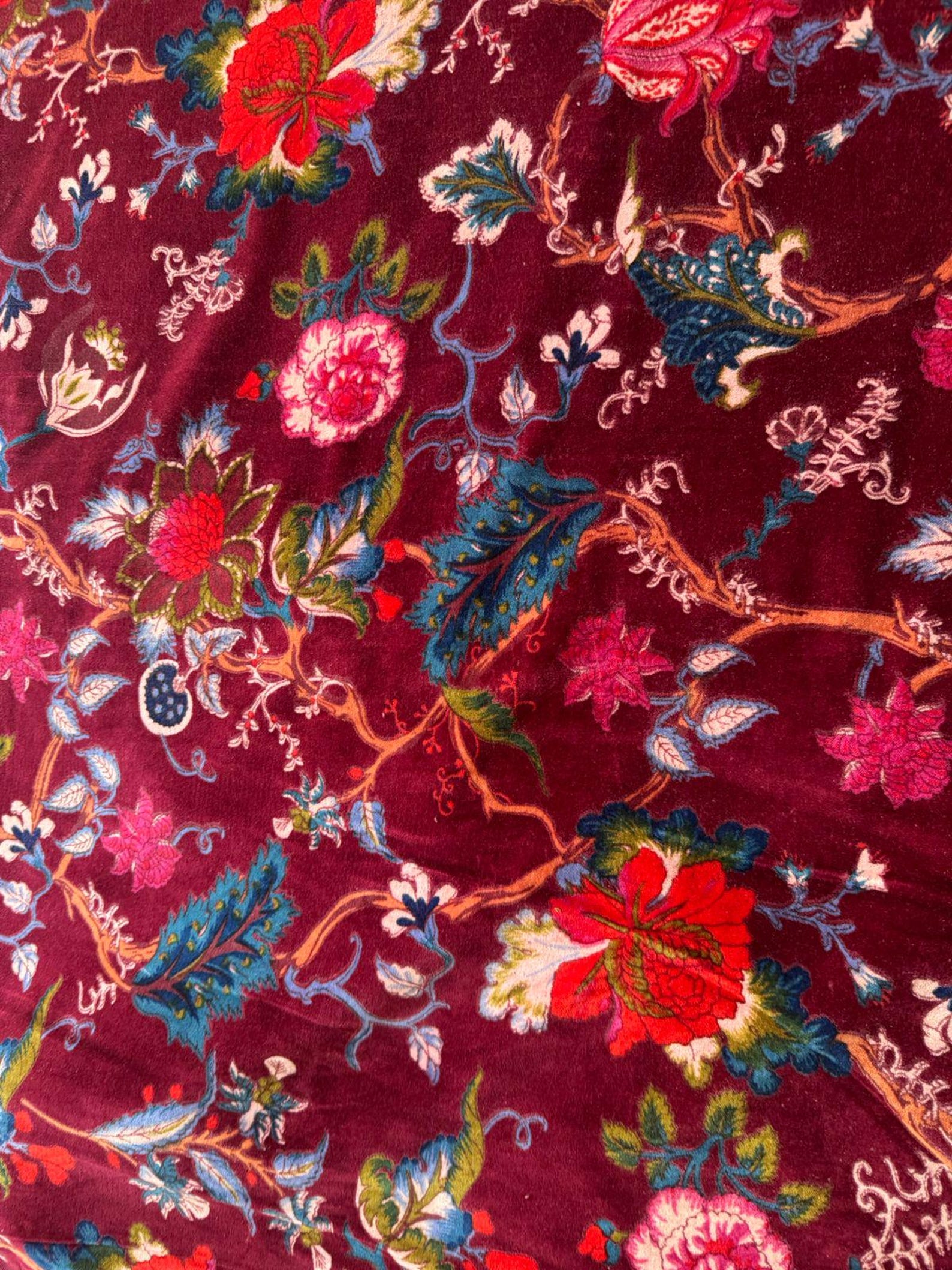Indian Soft Luxury Velvet Floral and Flower Print Fabric Upholstery ...