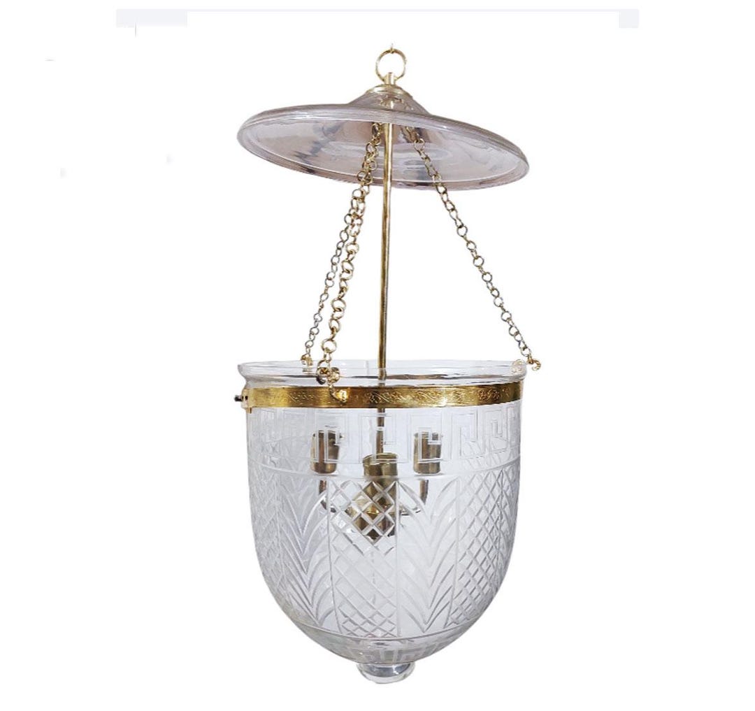 Clear Glass Bell Jar Classic Design Cut Pendant Hanging Light Lamp - Etsy