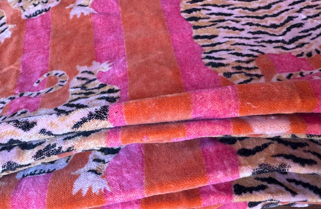 Indian Soft Luxury Velvet Tiger Print Fabric Upholstery Dressmaking ...
