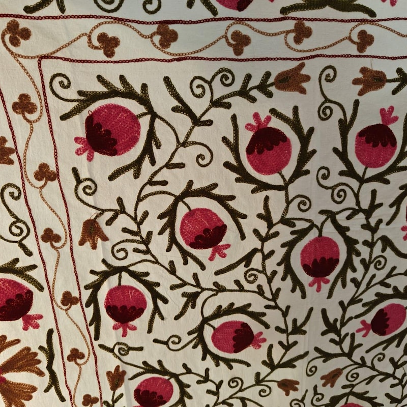 Green Suzani Table Throw - Etsy