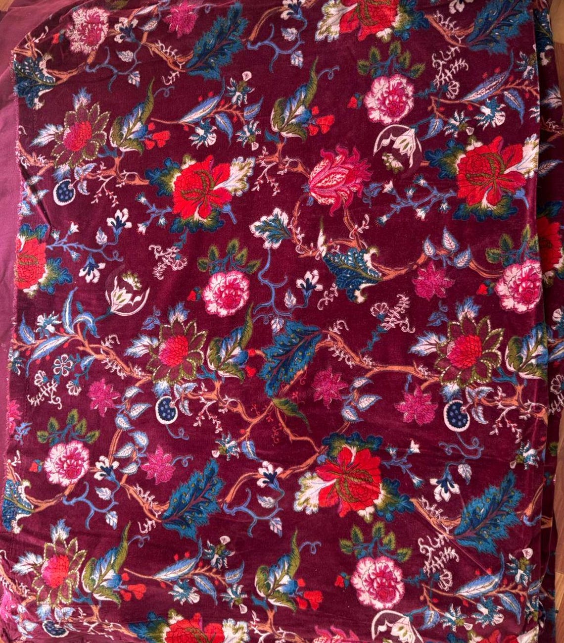 Indian Soft Luxury Velvet Floral and Flower Print Fabric Upholstery ...