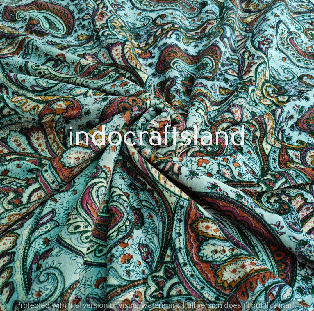 Indian Paisley Print Soft Luxury Velvet Fabric Upholstery Dressmaking ...
