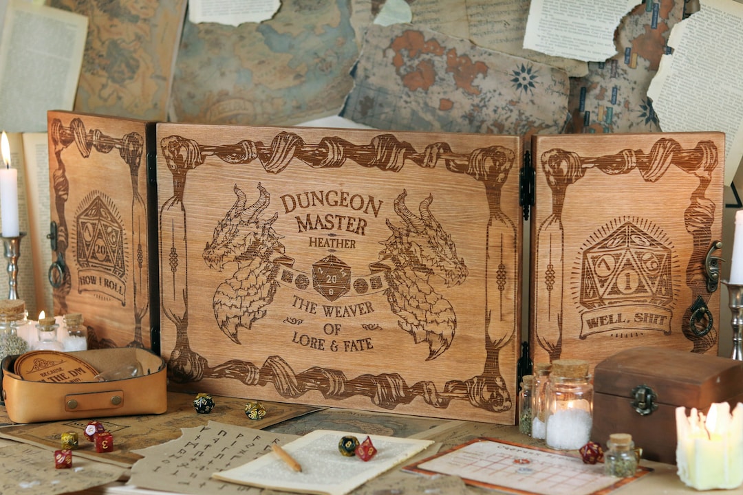 Custom Dungeon Master Screen | Wooden RPG Screen Gift | Table Top Games ...