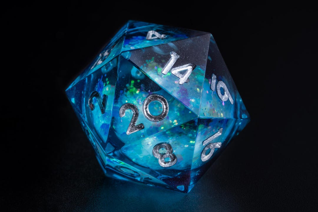 Blue Liquid Core Dice Set – Frosty DND and RPG Dices for Tabletop Board ...