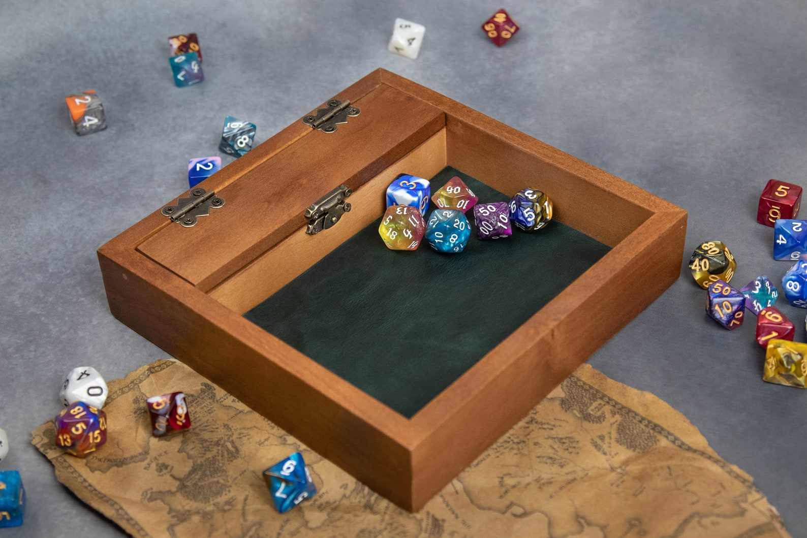 Custom Wooden DND Dice Box Tray RPG Dice Rolling Mat Tabletop Games D&D ...