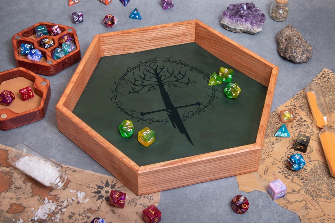 Custom Wooden DND Dice Box Tray | RPG Dice Rolling Mat | Tabletop Games ...