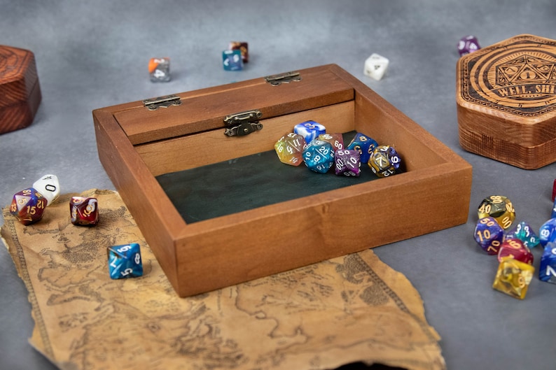 Custom Wooden DND Dice Box Tray RPG Dice Rolling Mat Tabletop - Etsy