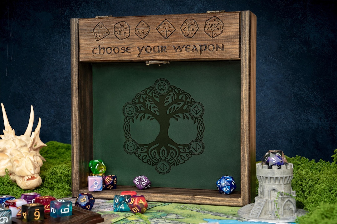 Custom Wooden Dnd Dice Tray & Storage Box | RPG Dice Rolling Mat ...
