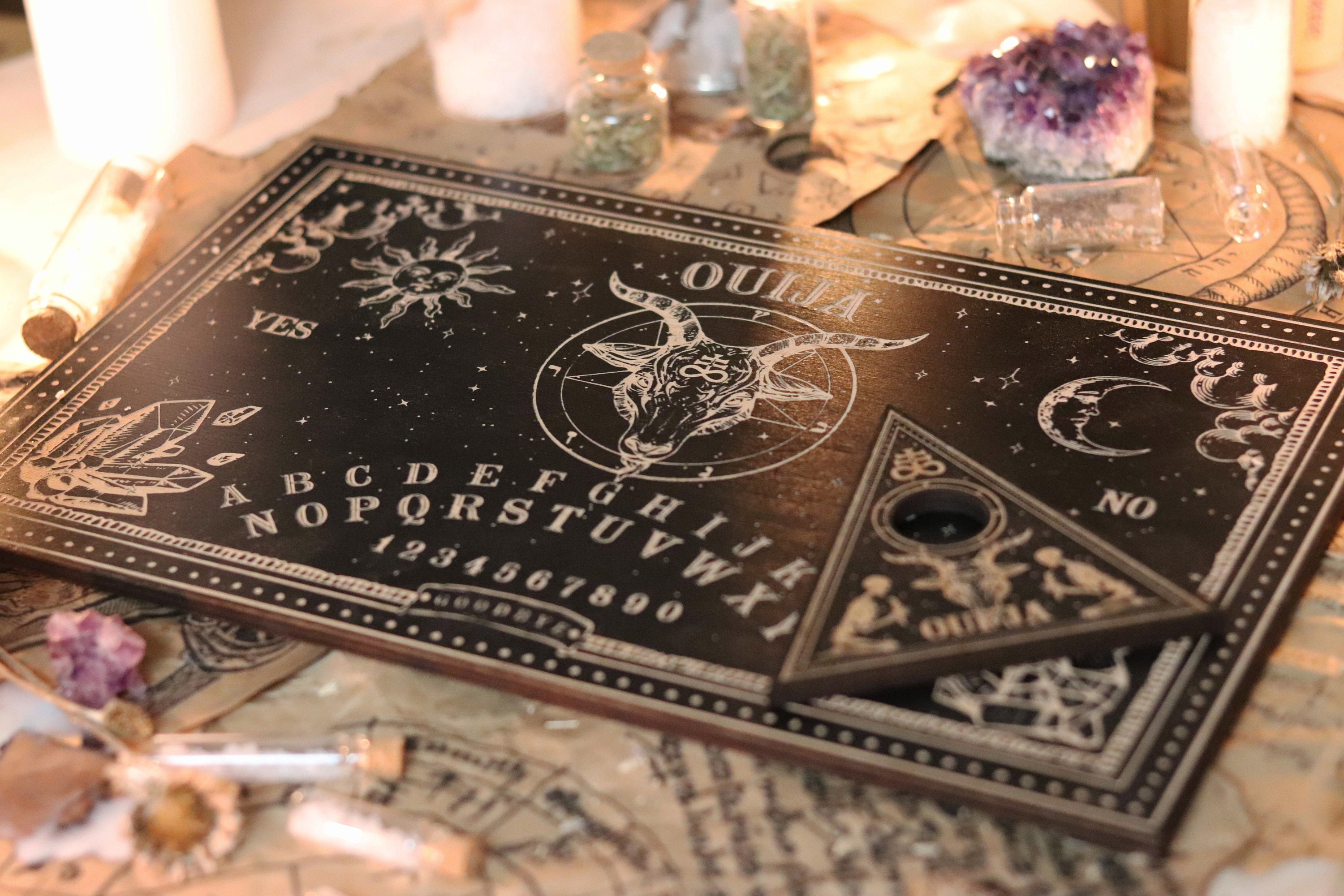 Wooden Ouija Board | Baphomet Engraved Occult Board | Spirit Board ...