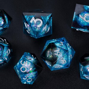 Blue Liquid Core Dice Set – Frosty DND and RPG Dices for Tabletop Board ...