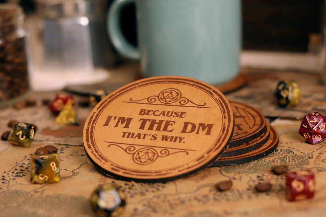 DND Genuine Leather Coasters Set 4 DnD Gift Dungeon | Etsy