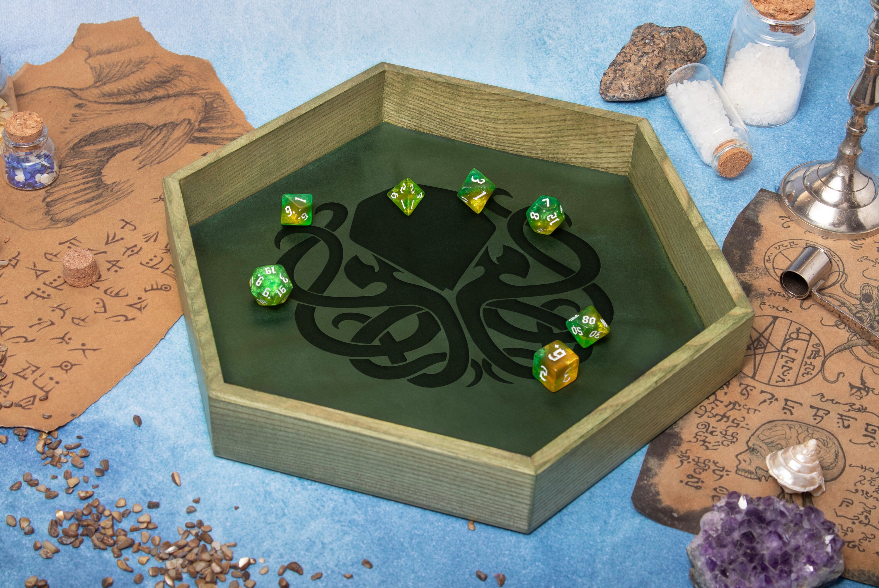 Cthulhu Dice Box Tray | Arkham Horror RPG Dice Rolling Mat | Lovecraft ...