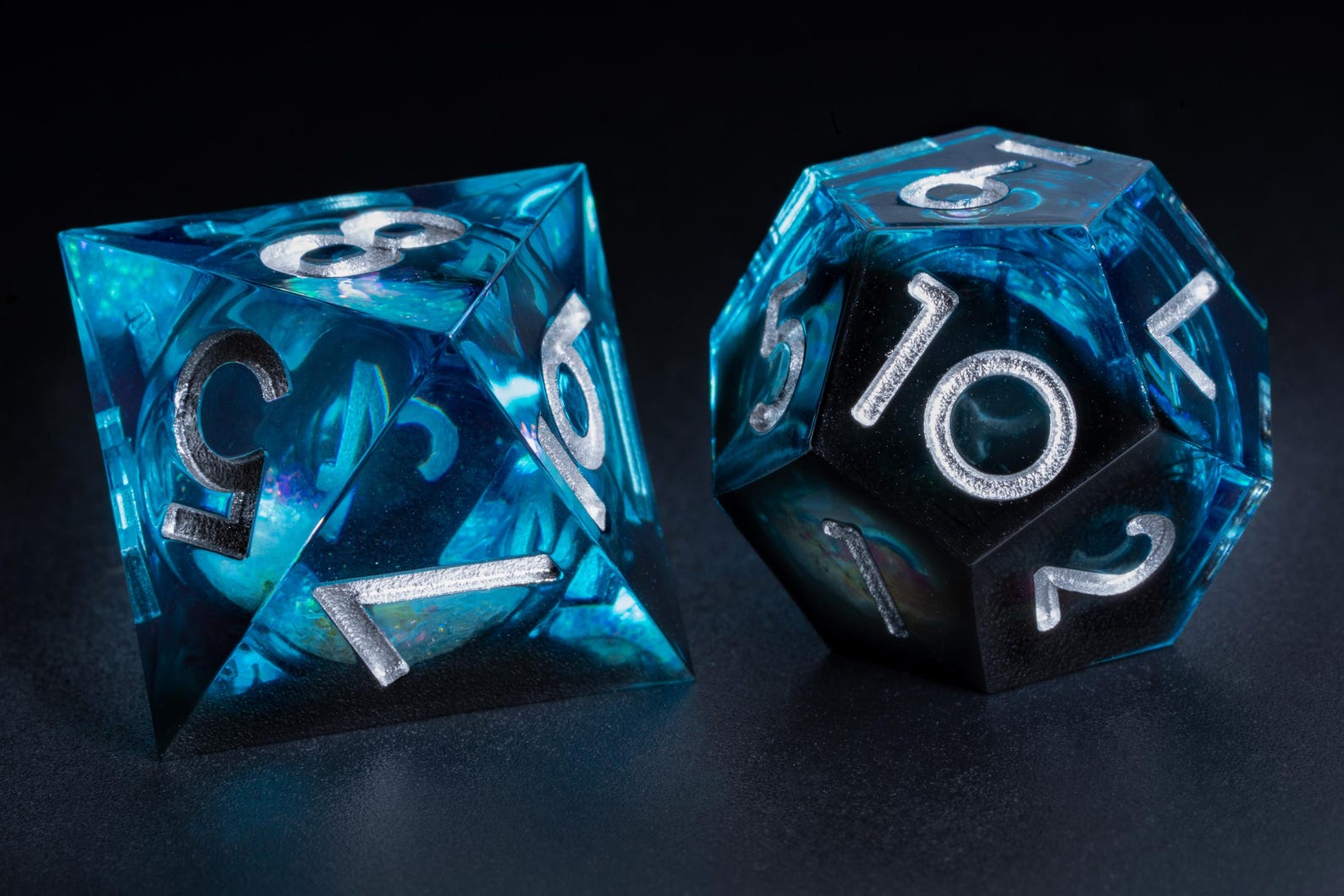 Blue Liquid Core Dice Set – Frosty DND and RPG Dices for Tabletop Board ...