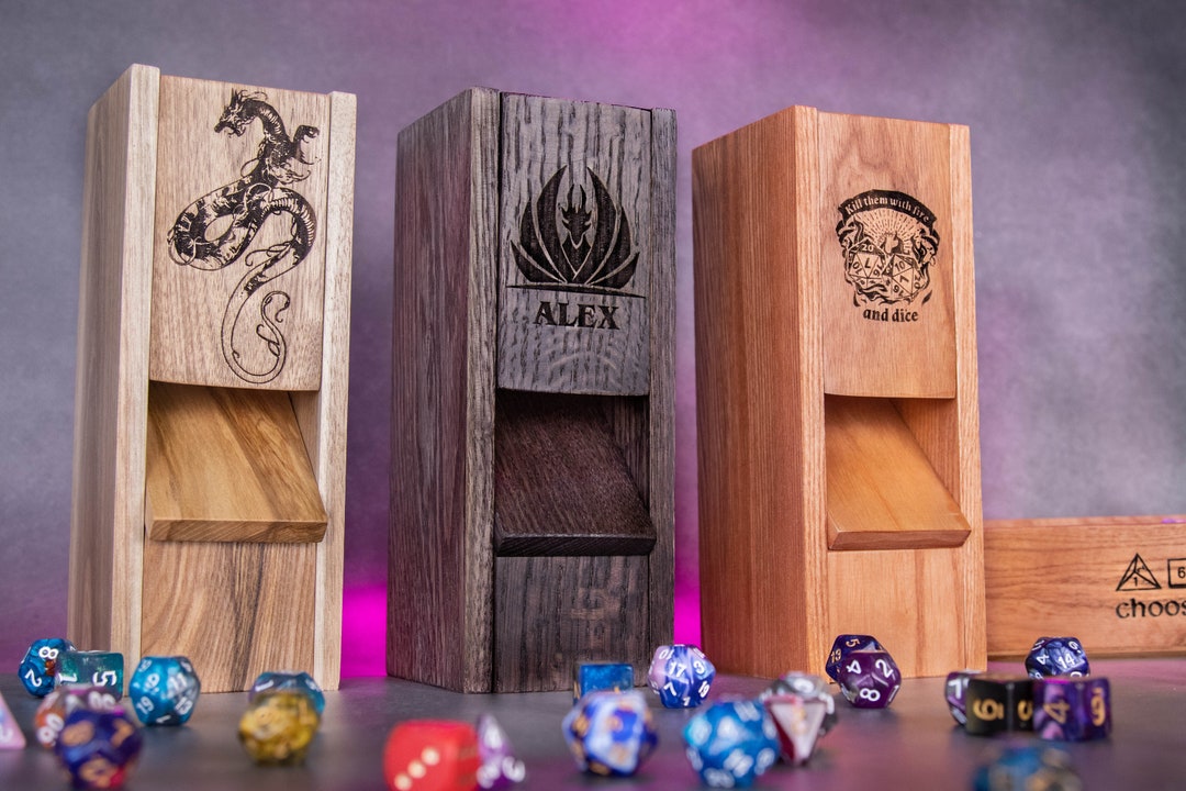 Magnetic Dice Tower With Tray | Dnd Dice Tray | Wooden Dice Tower ...