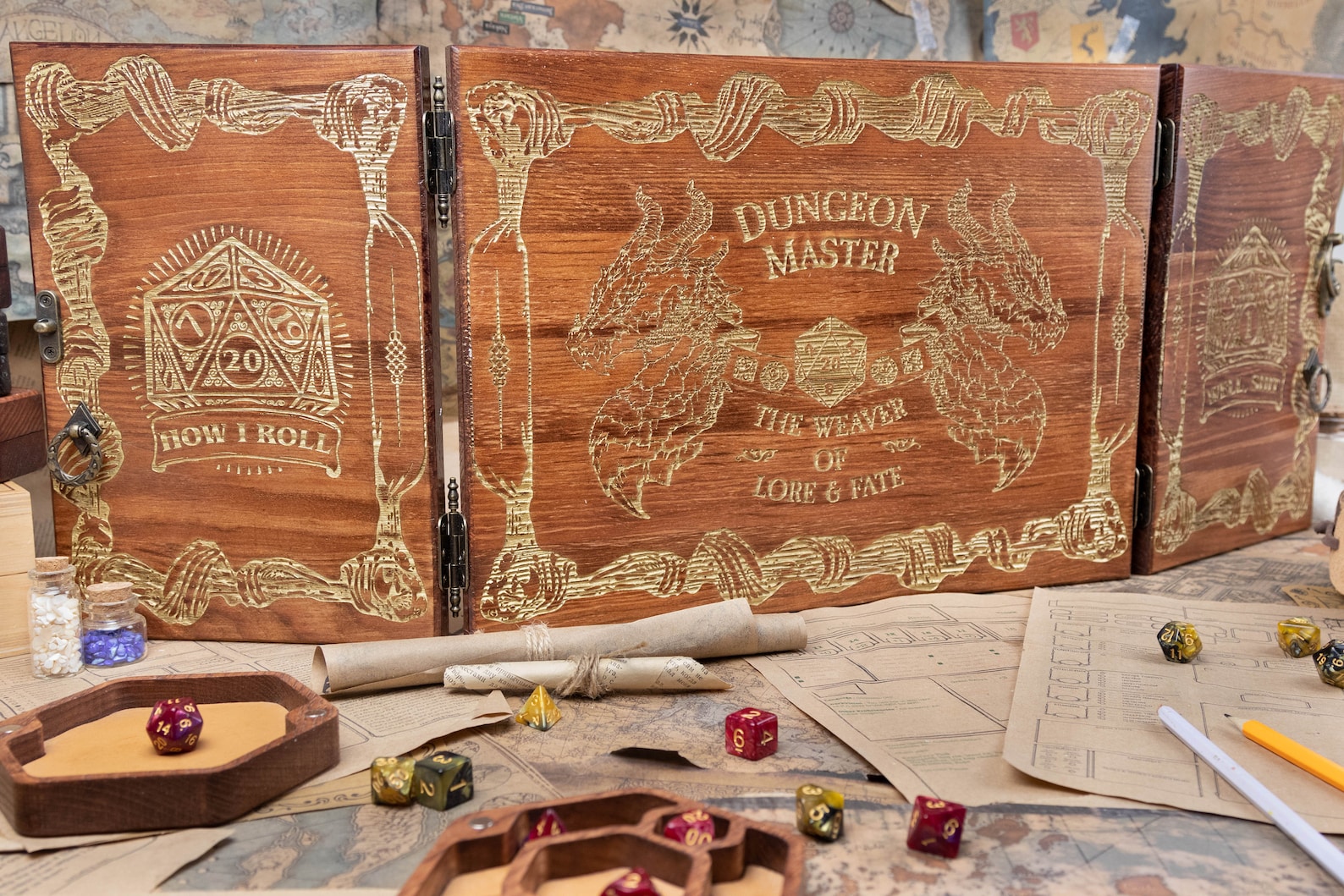 Custom Dungeon Master Screen Wooden RPG Screen Gift Table | Etsy