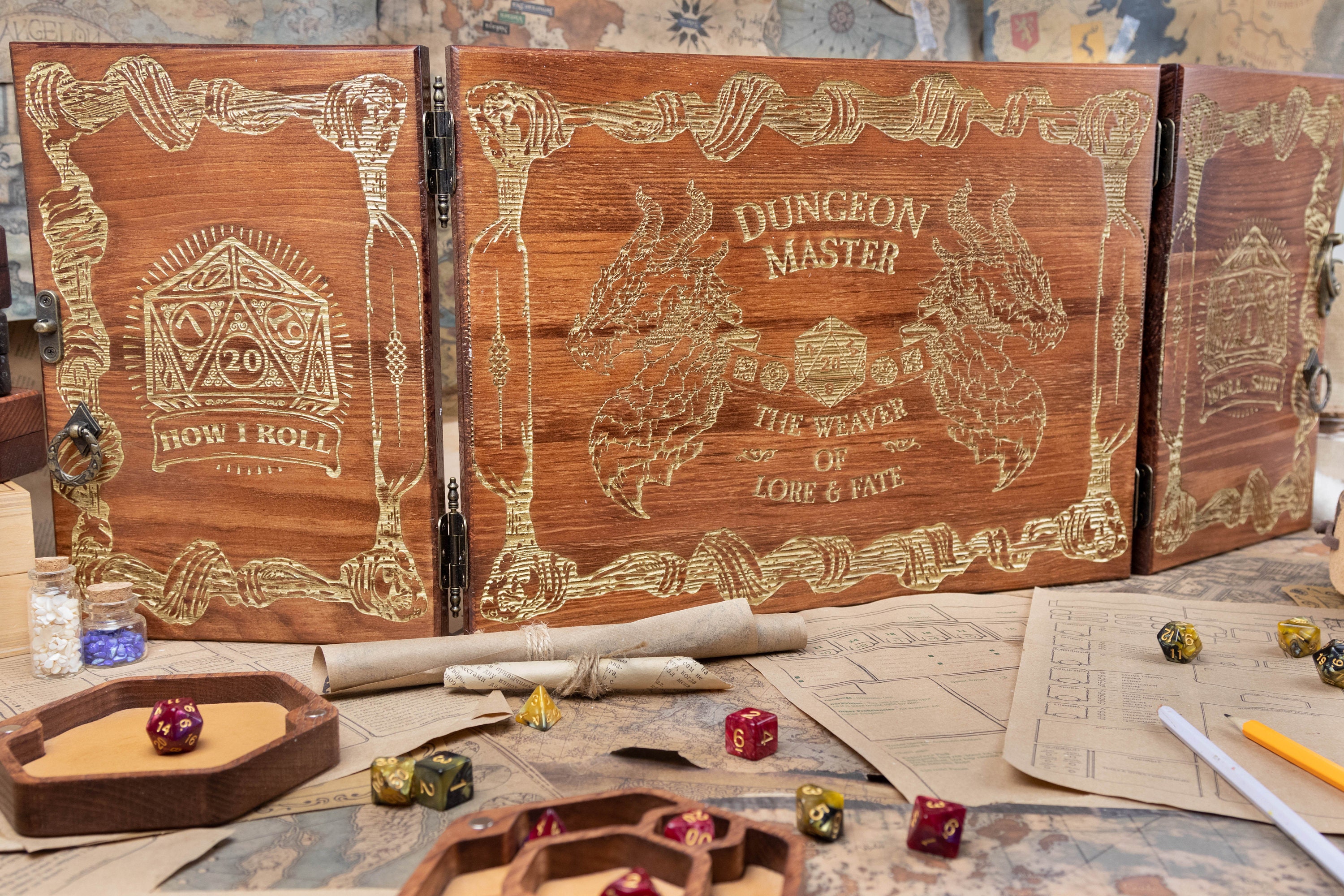 Custom Dungeon Master Screen Wooden RPG Screen Gift Table | Etsy