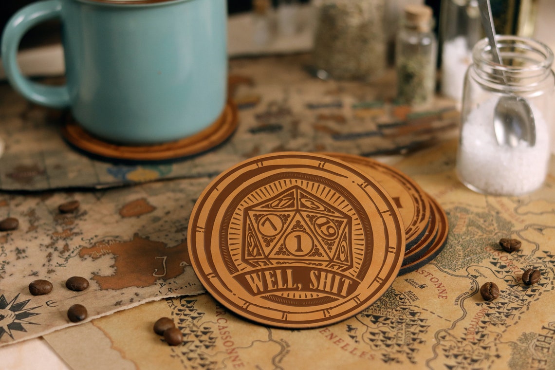 Dnd Leather Coasters Set 4 Dnd Gift Dungeon Master Gift - Etsy