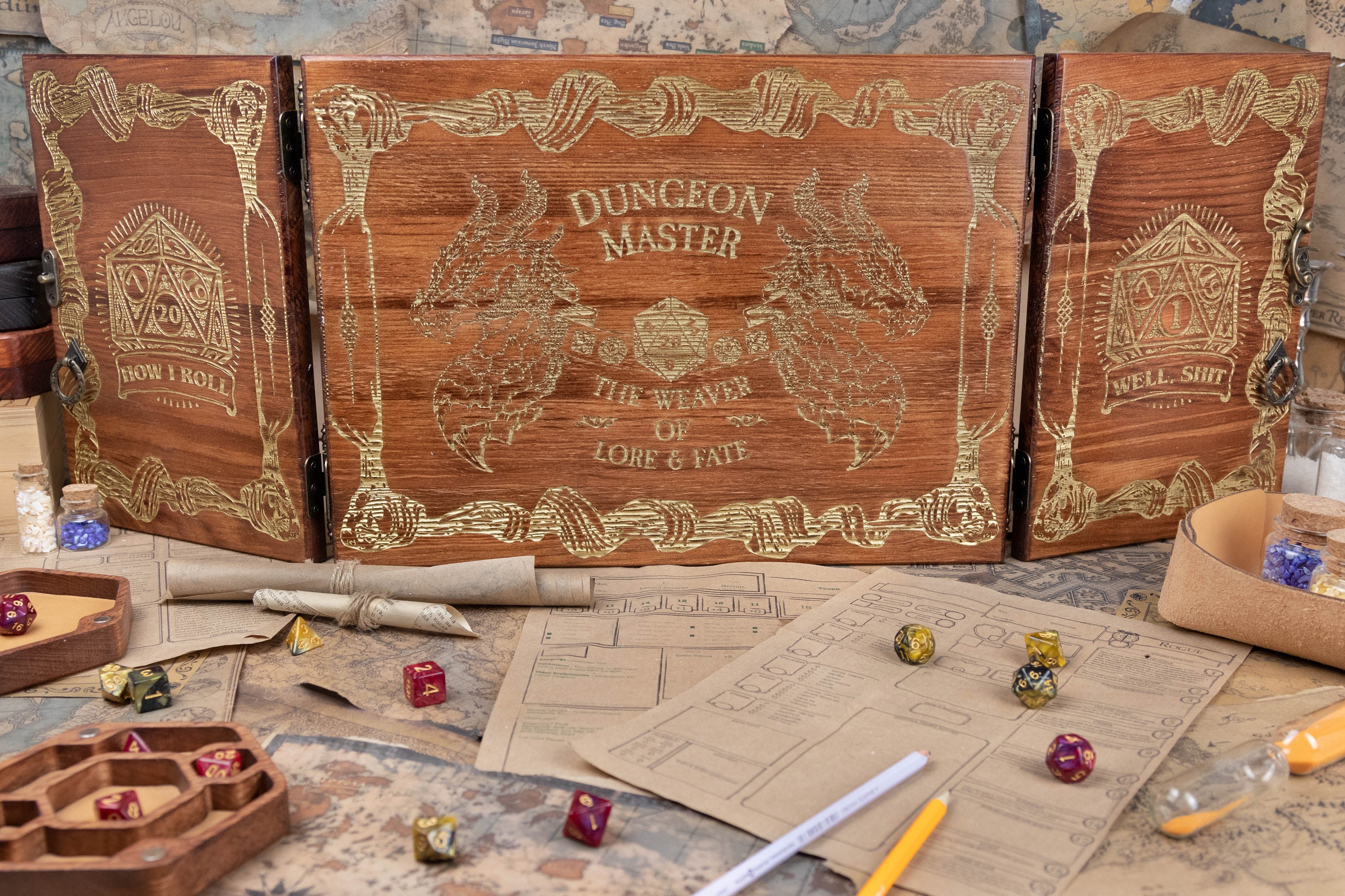 Custom Dungeon Master Screen Wooden RPG Screen Gift Table | Etsy