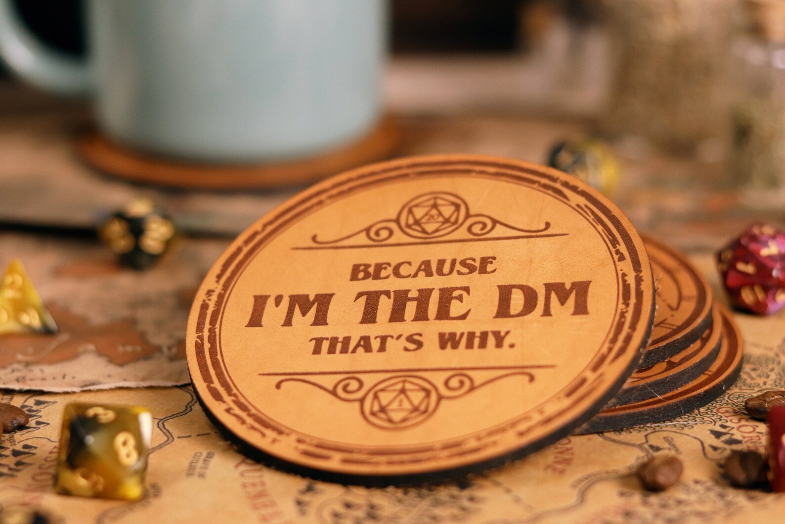 DND Genuine Leather Coasters Set 4 DnD Gift Dungeon | Etsy