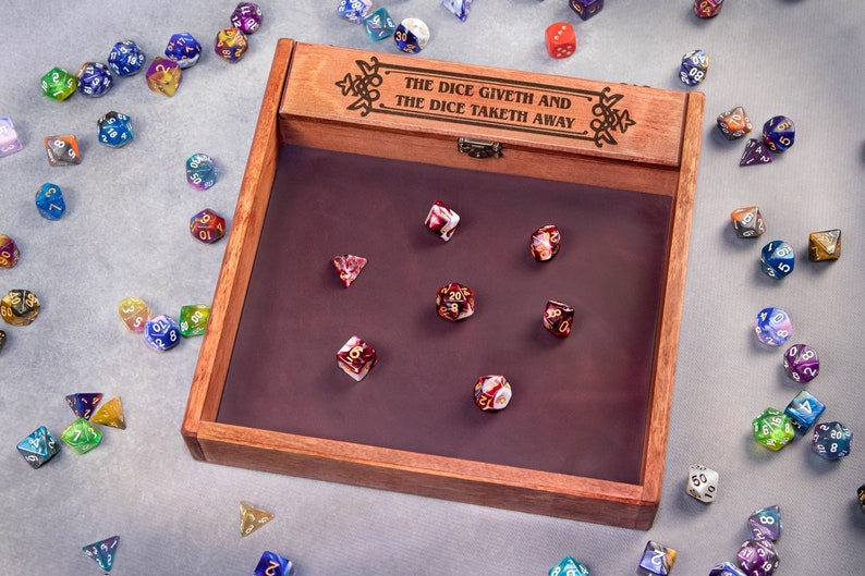 Custom Wooden DND Dice Box Tray RPG Dice Rolling Mat Tabletop - Etsy