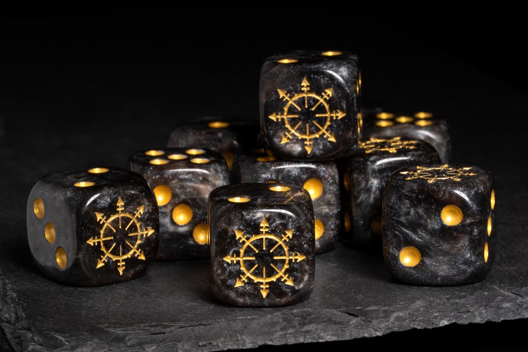Eternal Chaos Dice Set | 16mm Resin Wargaming Dices | Black & Gold ...