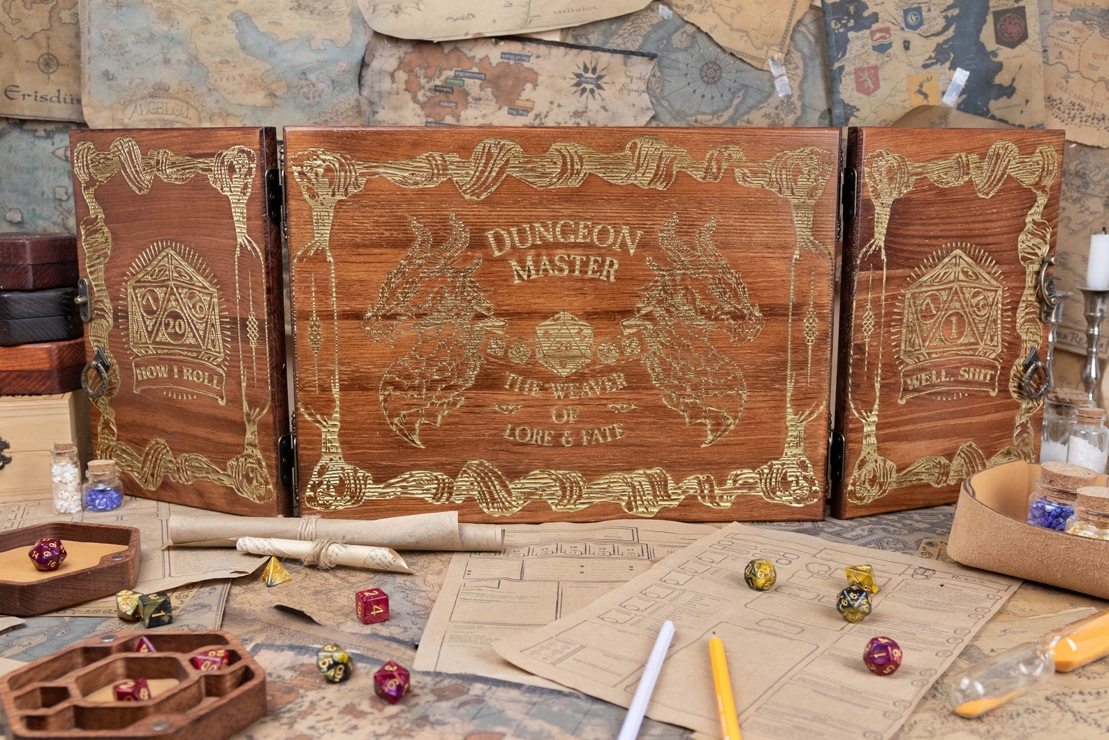 Custom Dungeon Master Screen Wooden RPG Screen Gift Table | Etsy
