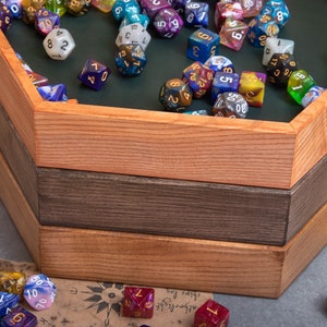 Custom Wooden DND Dice Box Tray | RPG Dice Rolling Mat | Tabletop Games ...