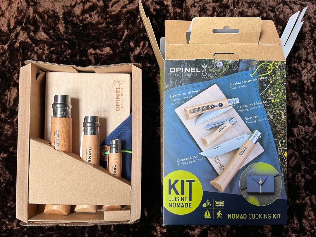 Opinel Nomad Cooking Kit With Food Prep Board. Corkscrew, Peeler, Bread ...