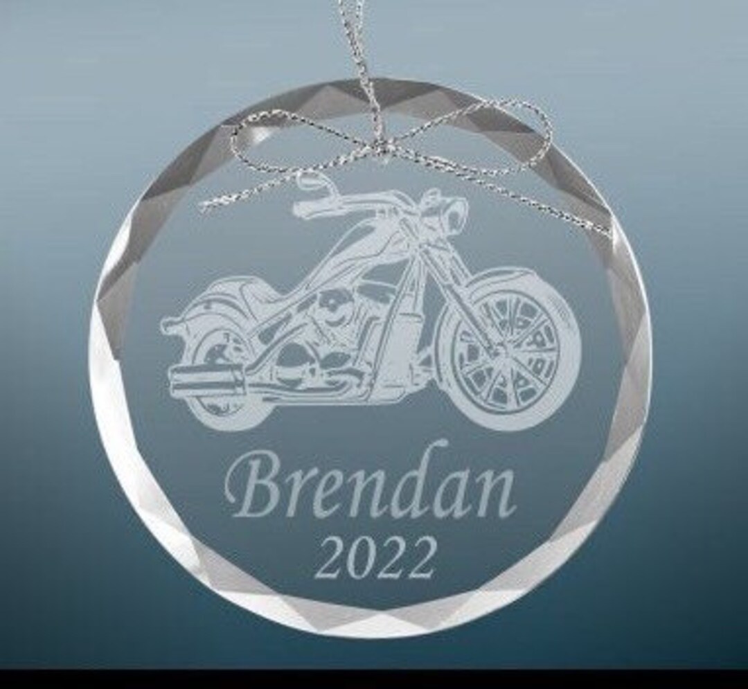 Laser Engraved Motorcycle Glass Ornament Personalized Motorcycle ...