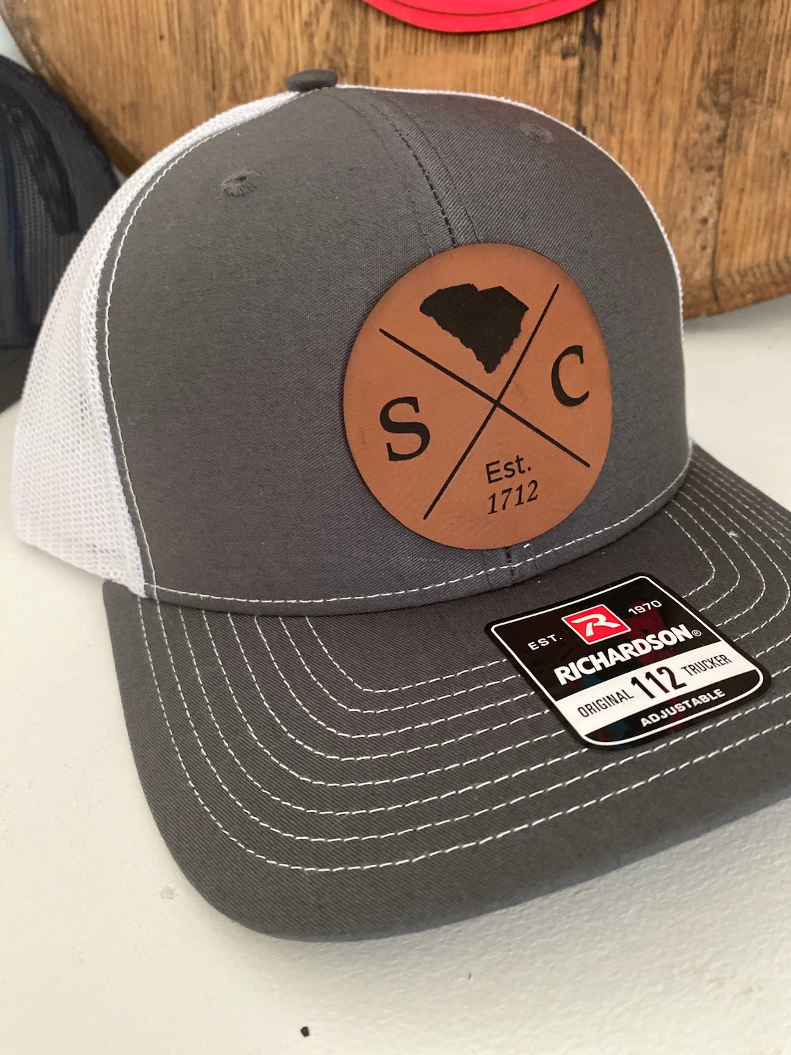 South Carolina Established Leather Engraved Trucker Hat - Etsy