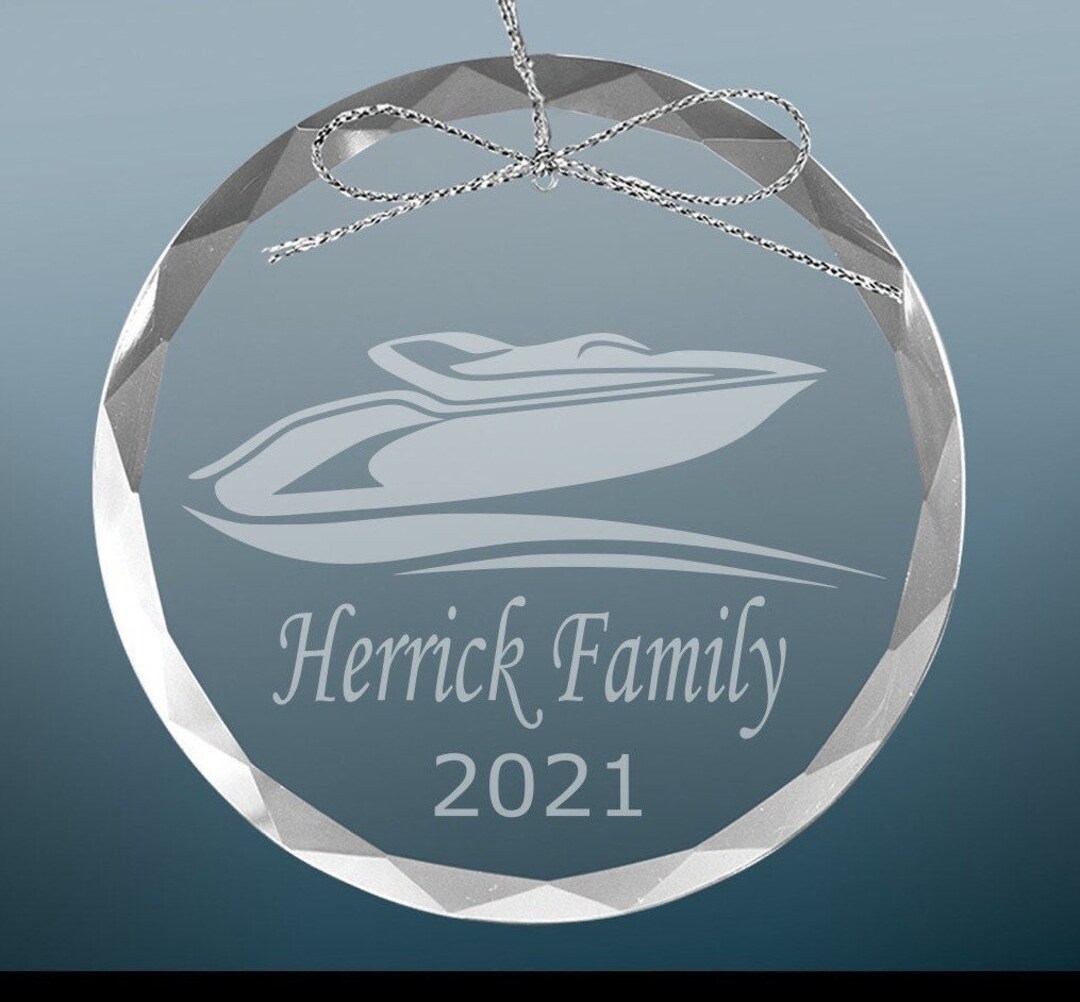 Speed Boat Laser Engraved Glass Ornament Boat Lover Gift Personalized ...