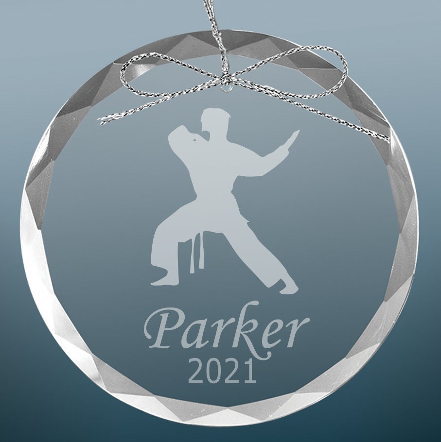 Karate Laser Engraved Glass Ornament Karate Personalized - Etsy