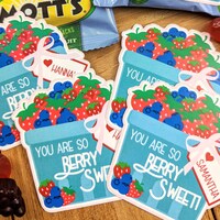 Valentine You Are Berry Sweet Tag Printable Fruit Snacks Fruit Strip ...
