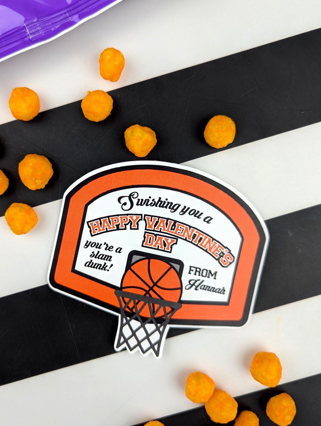 Basketball Valentine Sticker, Slam Dunk Valentine, Swishing You a Happy ...