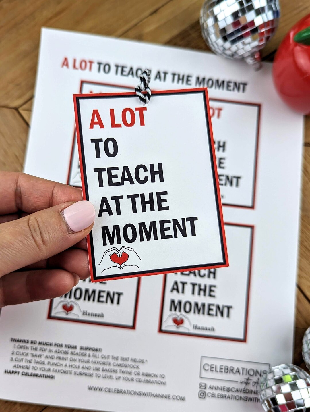 DIGITAL DOWNLOAD A Lot to Teach at the Moment Teacher Appreciation Tags ...