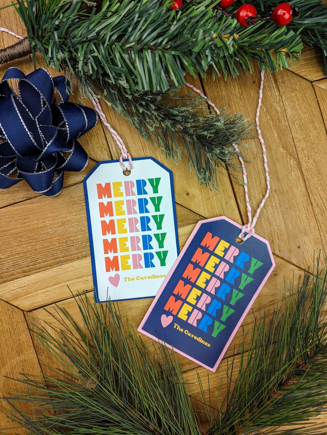 Personalized Merry Gift Tags | Colorful Holiday Tags - Etsy