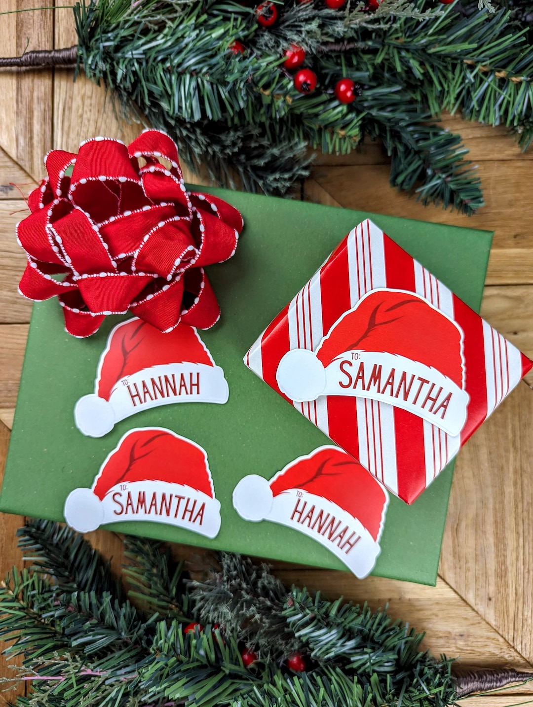Custom Santa Hat Present Labels: Custom Santa Stickers - Etsy