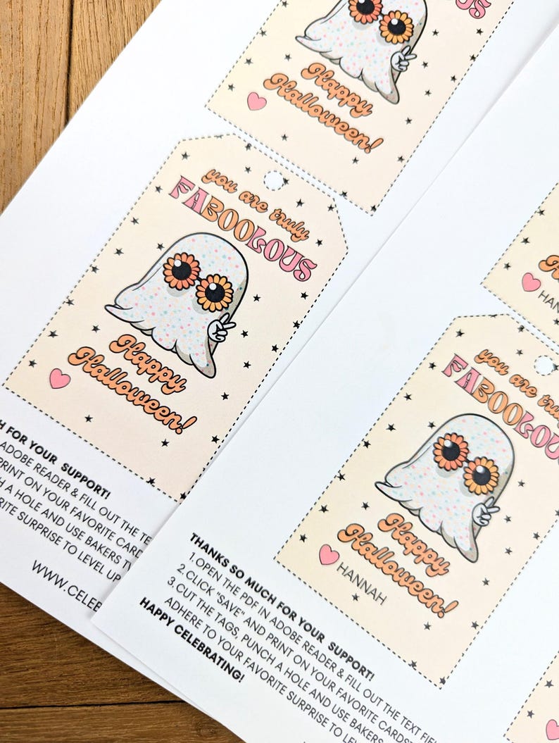 You Are Truly Faboolous Printable Halloween Gift Tags – Ghost With ...