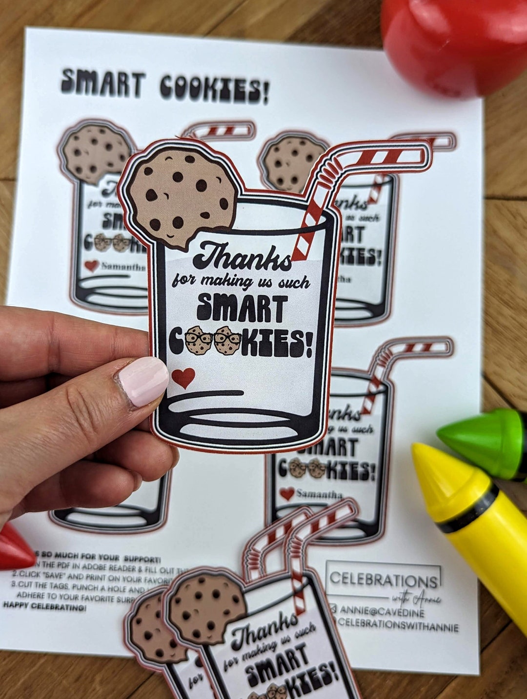 DIGITAL DOWNLOAD Smart Cookies Teacher Appreciation Tags, Cookies and ...