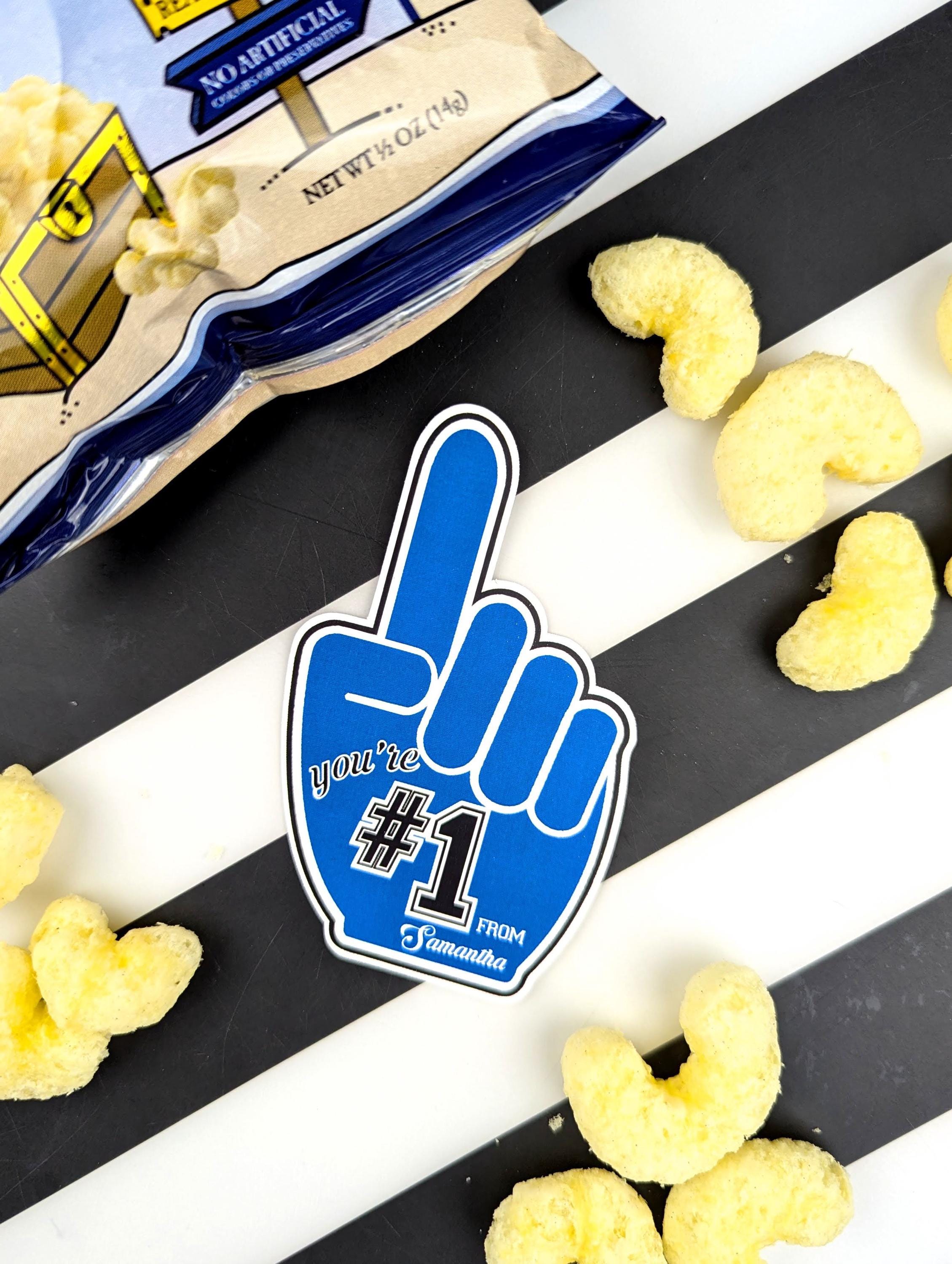 Number 1 Fan Valentine Sticker, #1 Foam Finger Valentine, Sports ...