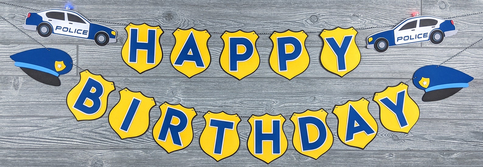Police Happy Birthday Banner with Flashing Lights | Etsy