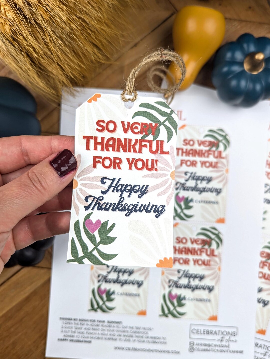So Very Thankful for You Printable Thanksgiving Gift Tag - Etsy