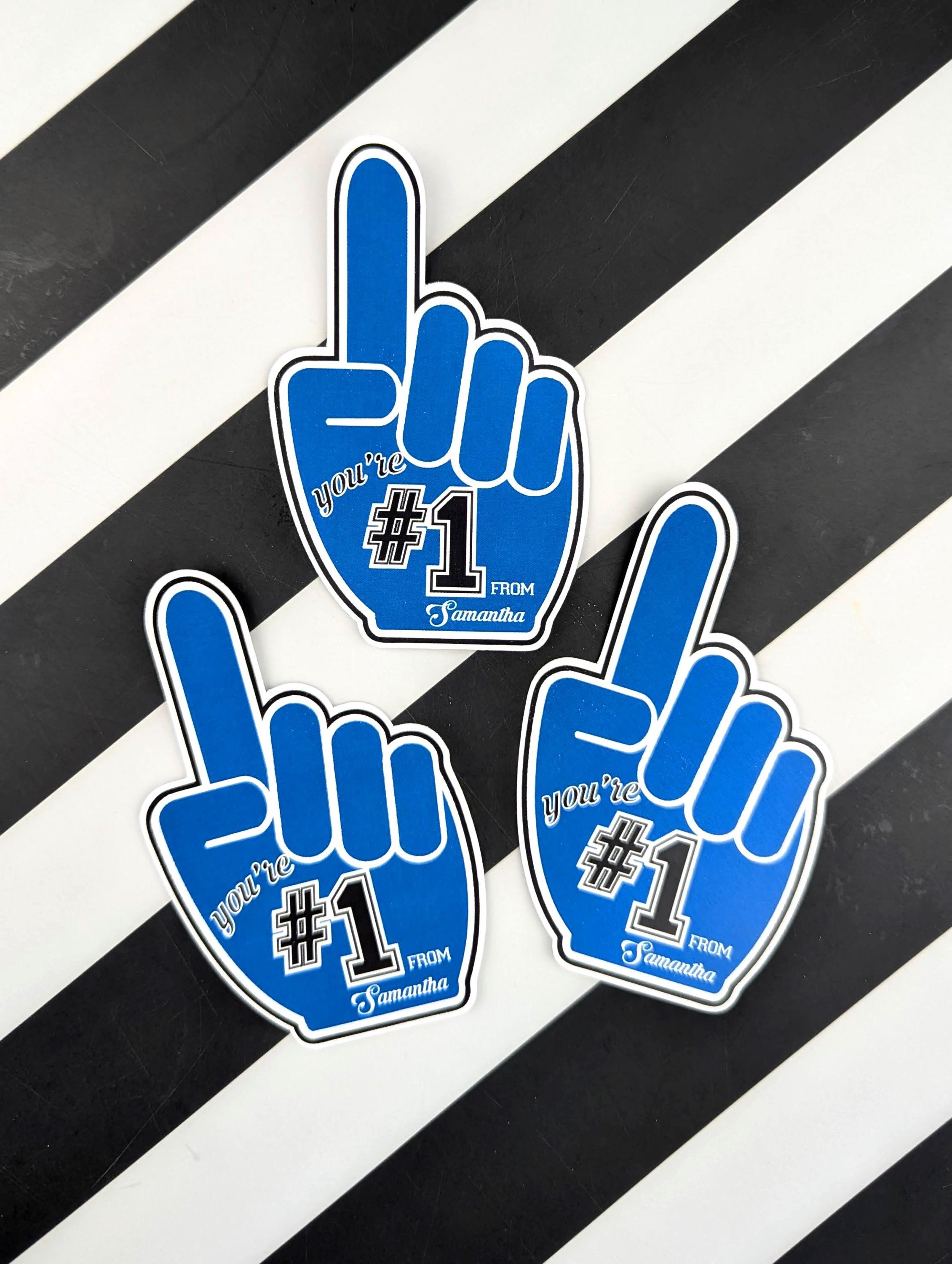 Number 1 Fan Valentine Sticker, #1 Foam Finger Valentine, Sports ...