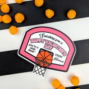 Basketball Valentine Sticker, Slam Dunk Valentine, Swishing You a Happy ...