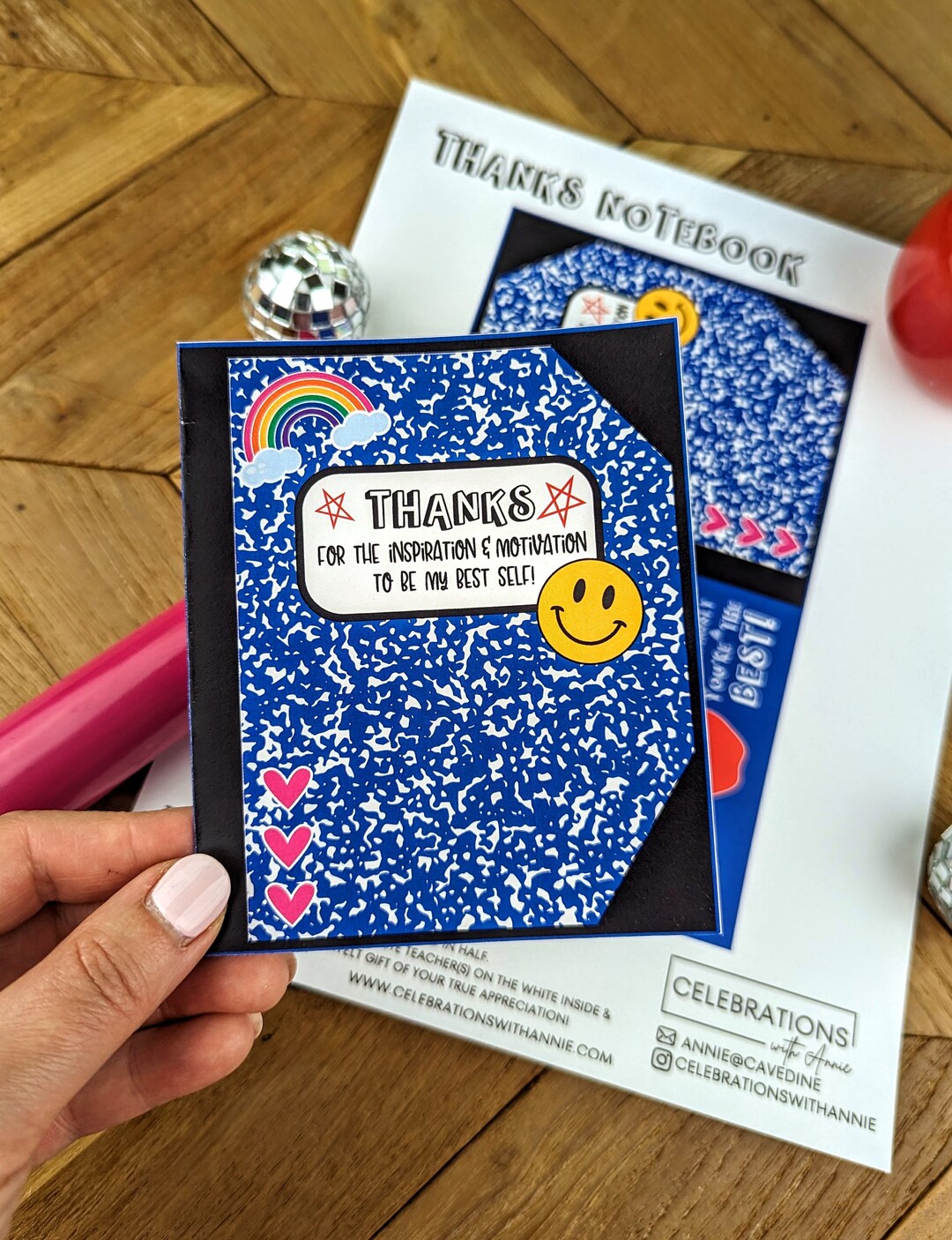 Teacher Appreciation Notebook Card: "thanks for Inspiration" (digital ...