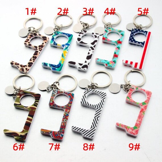 No Touch Keychain Door Opener Keychain Personalizable - Etsy