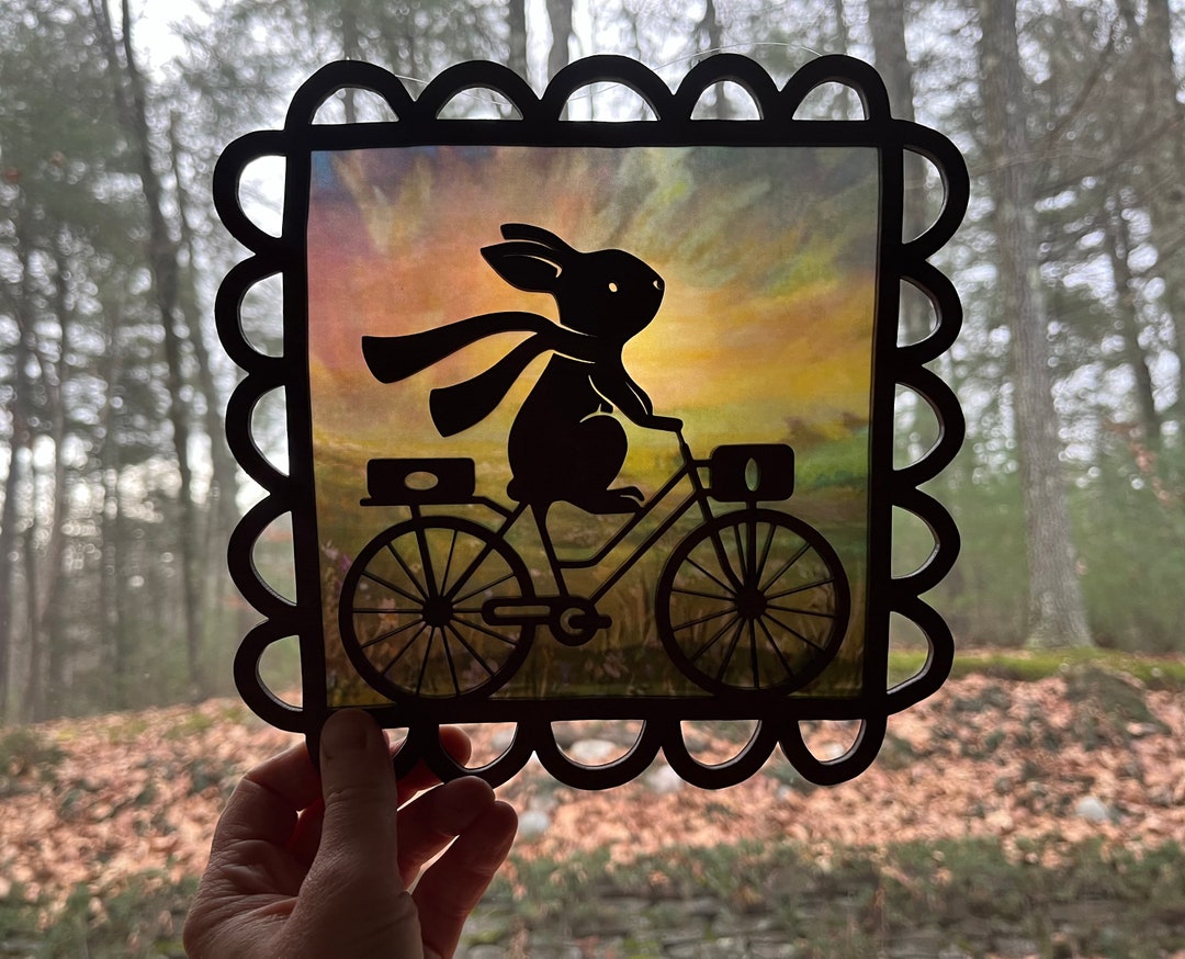 Bunny Rabbit Suncatcher for Window, Beautiful Wooden Sun Catcher With ...