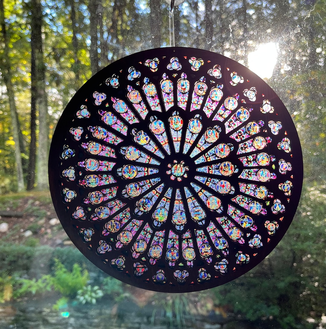 Notre Dame Rose Window Suncatcher, Spiritual Gift Stained Glass From ...