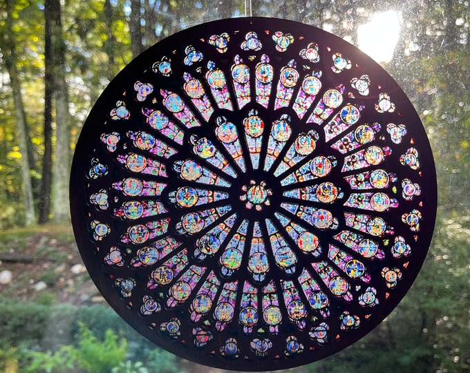 Notre Dame Rose Window Suncatcher, Spiritual Gift of Stained Glass From ...